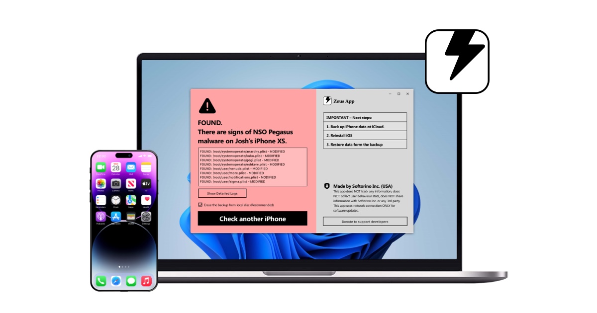 Zeus App | Scan for Pegasus Spyware on iPhone/iPad